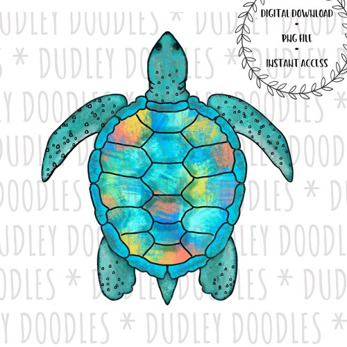 Blue Sea Turtle Watercolor Clipart Sublimation Graphics - Etsy