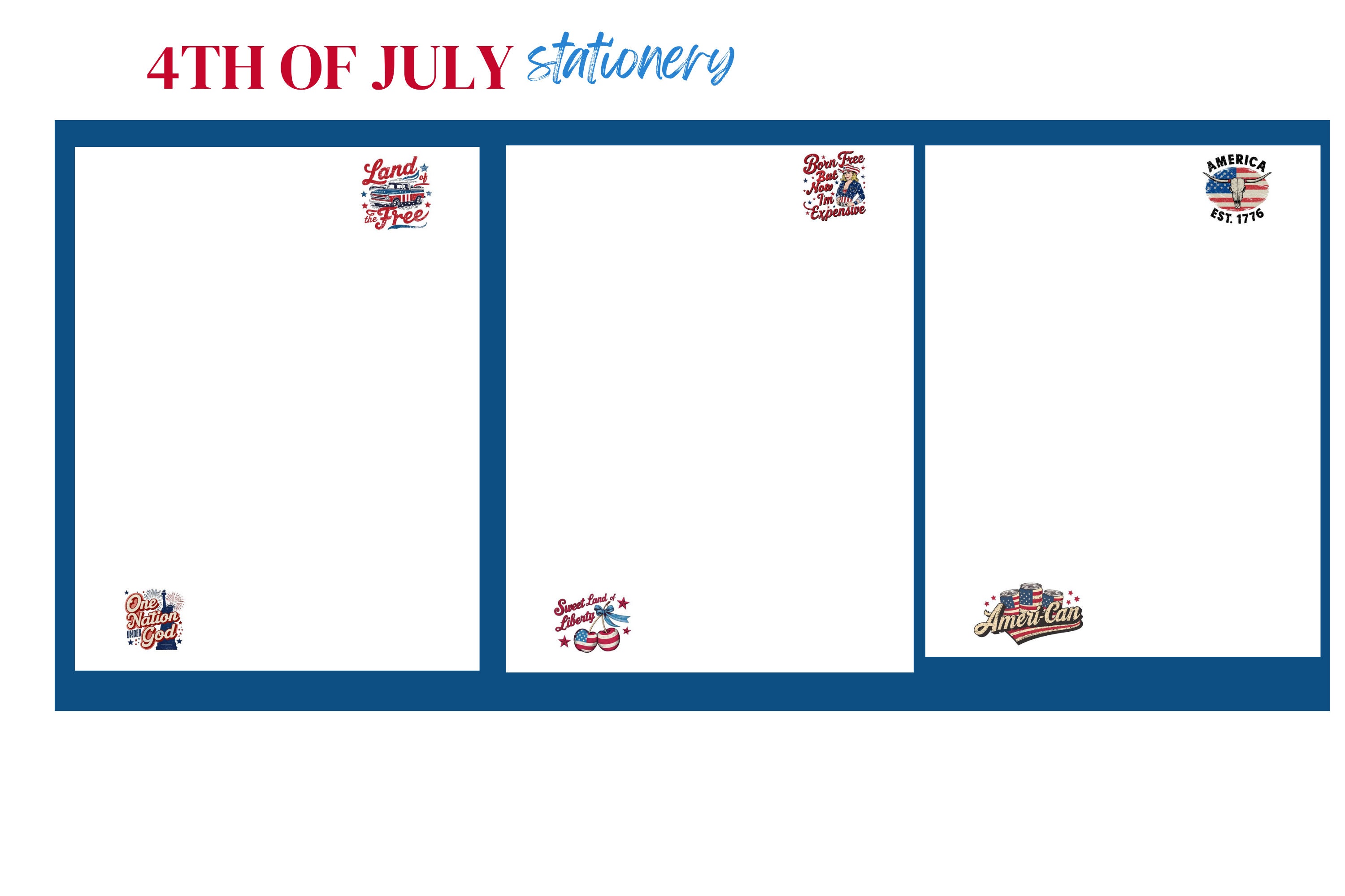 4th of July Printable Stationery for Penpal,lined and Unlined,4th of ...