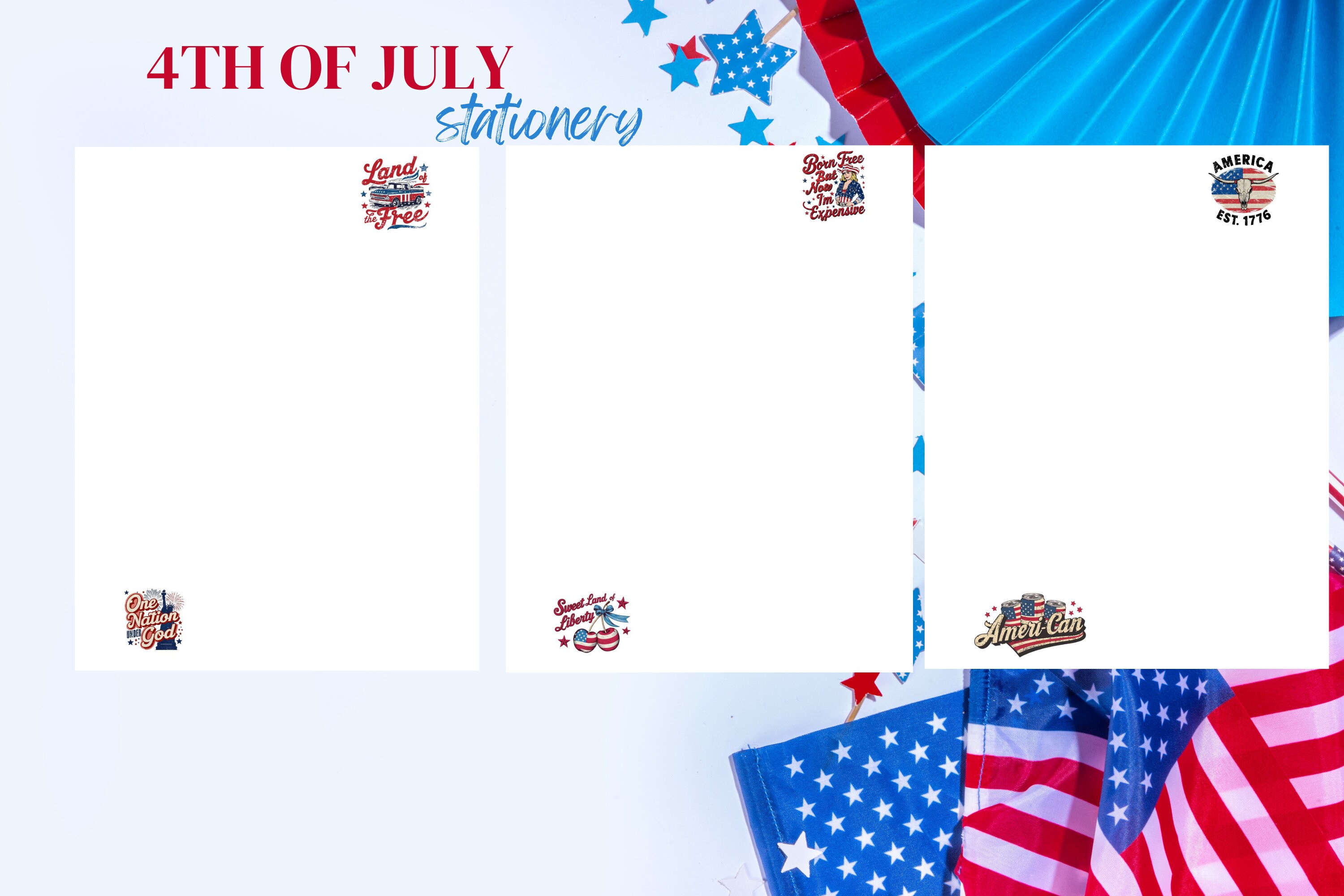 4th of July Printable Stationery for Penpal,lined and Unlined,4th of ...