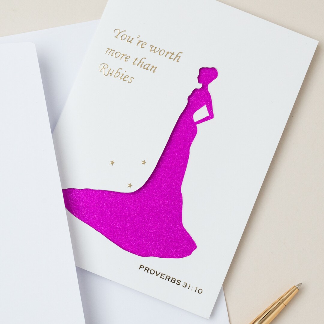 Christian Card for Her - Worth More Than Rubies (fuchsia) - Proverbs 31 ...