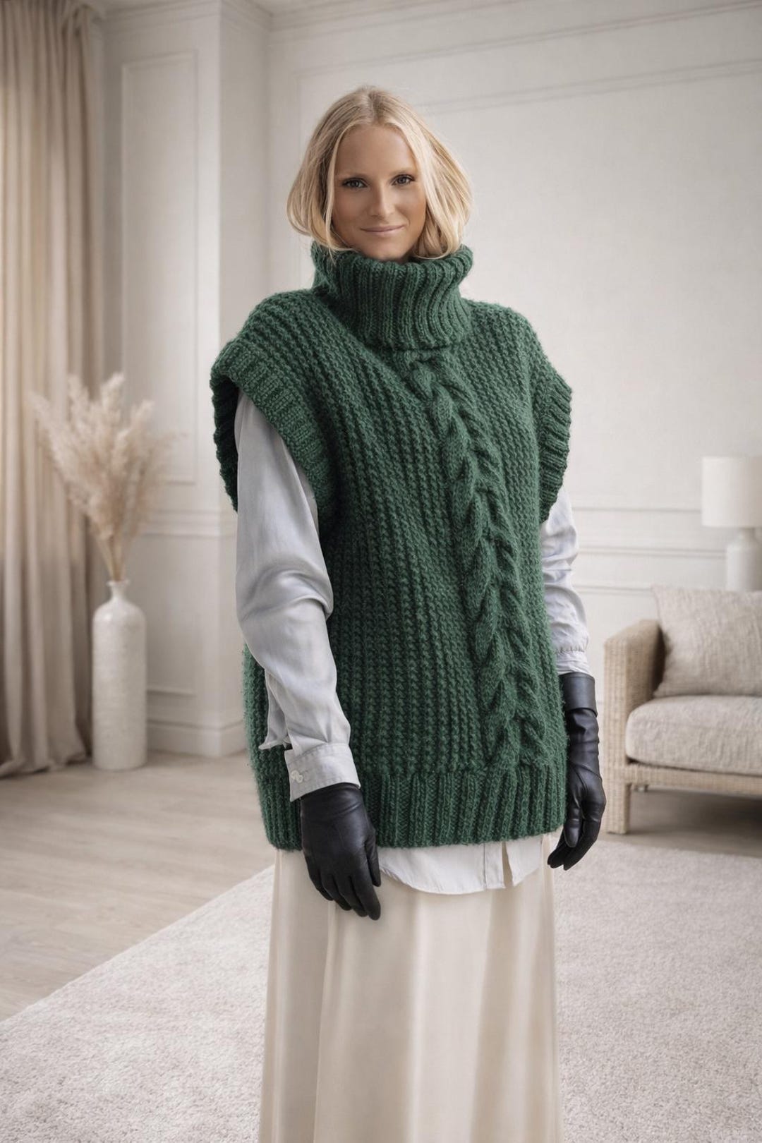 Cable Knit Vest Pattern: Chunky Bulky Sleeveless Sweater (PDF Download ...