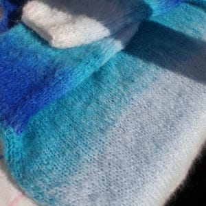 Gradient Sweater Blue Stripe Ombre Mohair Pullover Color Block Sweater ...