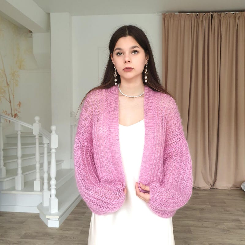 Pink Fluffy Cardigan Womens - Etsy