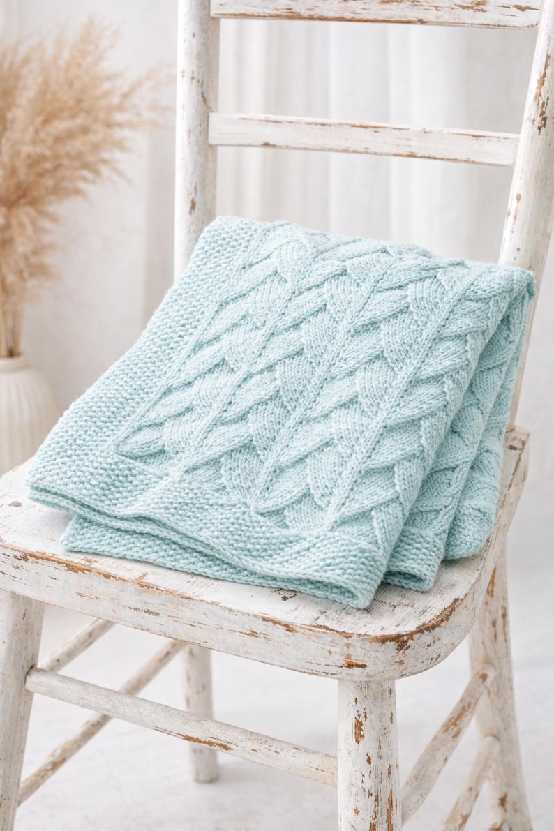 Knitted Baby Blanket Pattern 40x40 in | Cable Knit Afghan | Easy ...