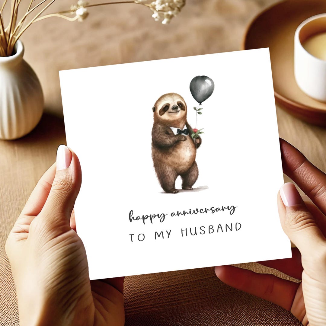 Watercolor Sloth Anniversary Card for Husband - Etsy