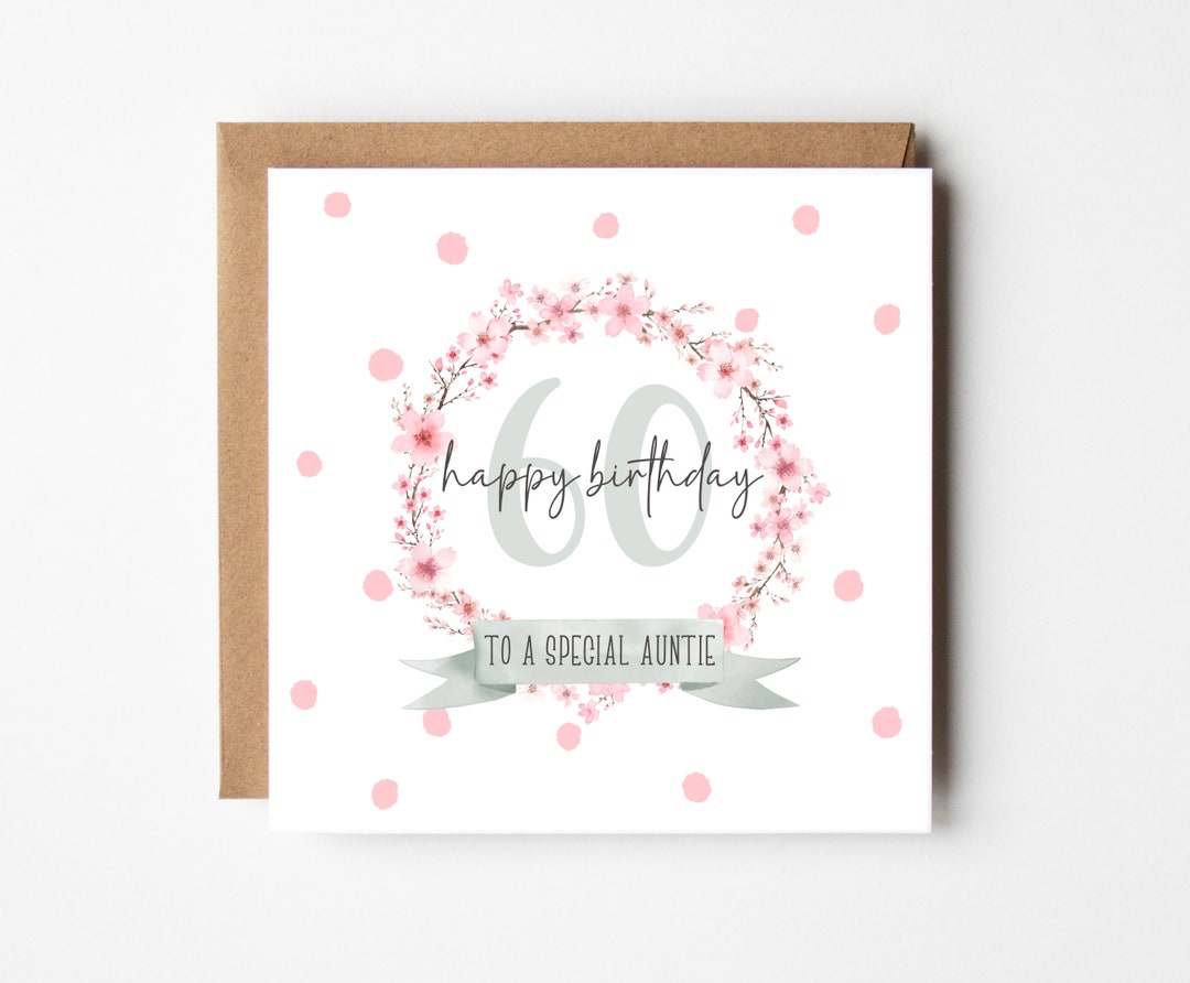 Personalized 60th Birthday Card: Pink Floral Wreath - Etsy UK
