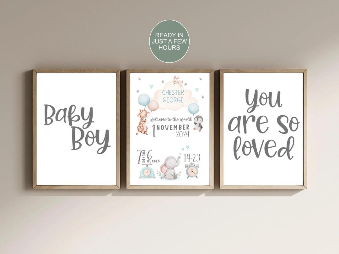 Personalised Digital Download Boys Print Cute Zoo Animals printable ...