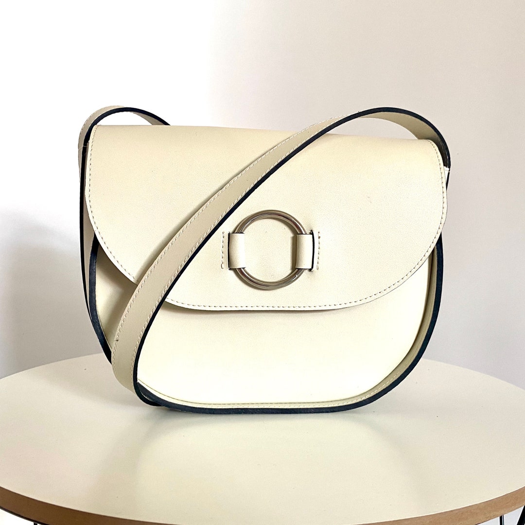 Smooth Leather Satchel, Ivory Crossbody Bag, Handmade Leather Purse ...