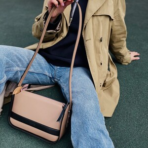 Beige Leather Shoulder Bag, Beige Leather Crossbody, Beige Leather ...