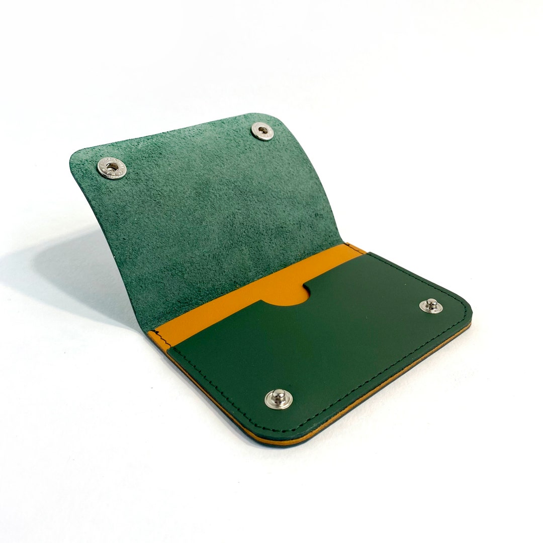 Small Green Wallet for Woman, Refined Leather Wallet, Green Leather ...