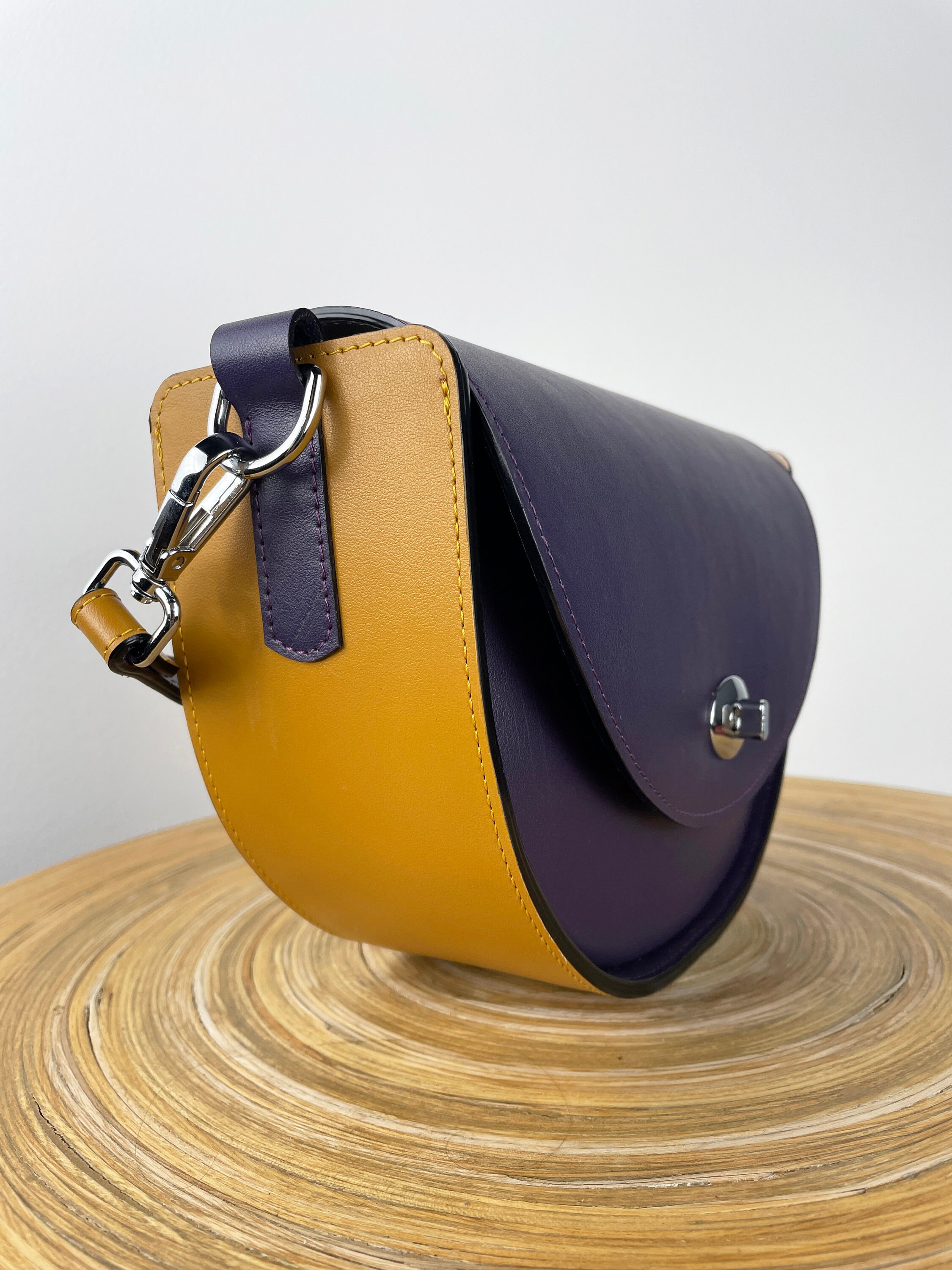 Leather Bag for Woman, Crossbody Bag, Violet Leather Purse, Ladies Bag ...