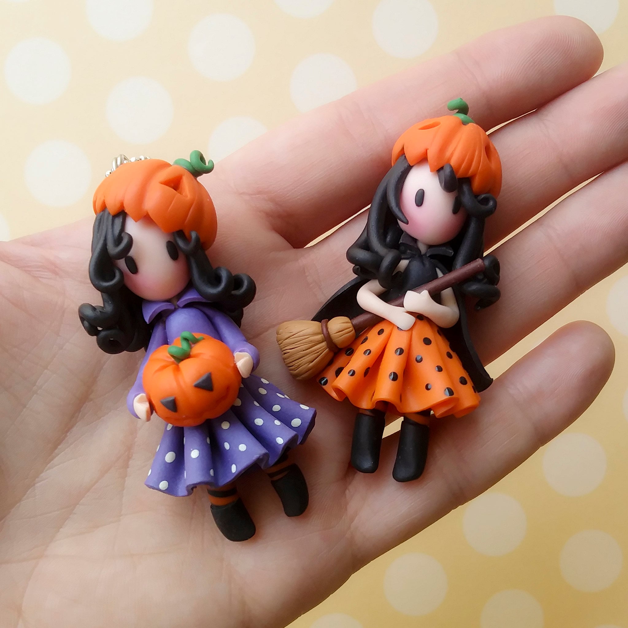 Cute polymer clay witch necklace Halloween polymer clay | Etsy