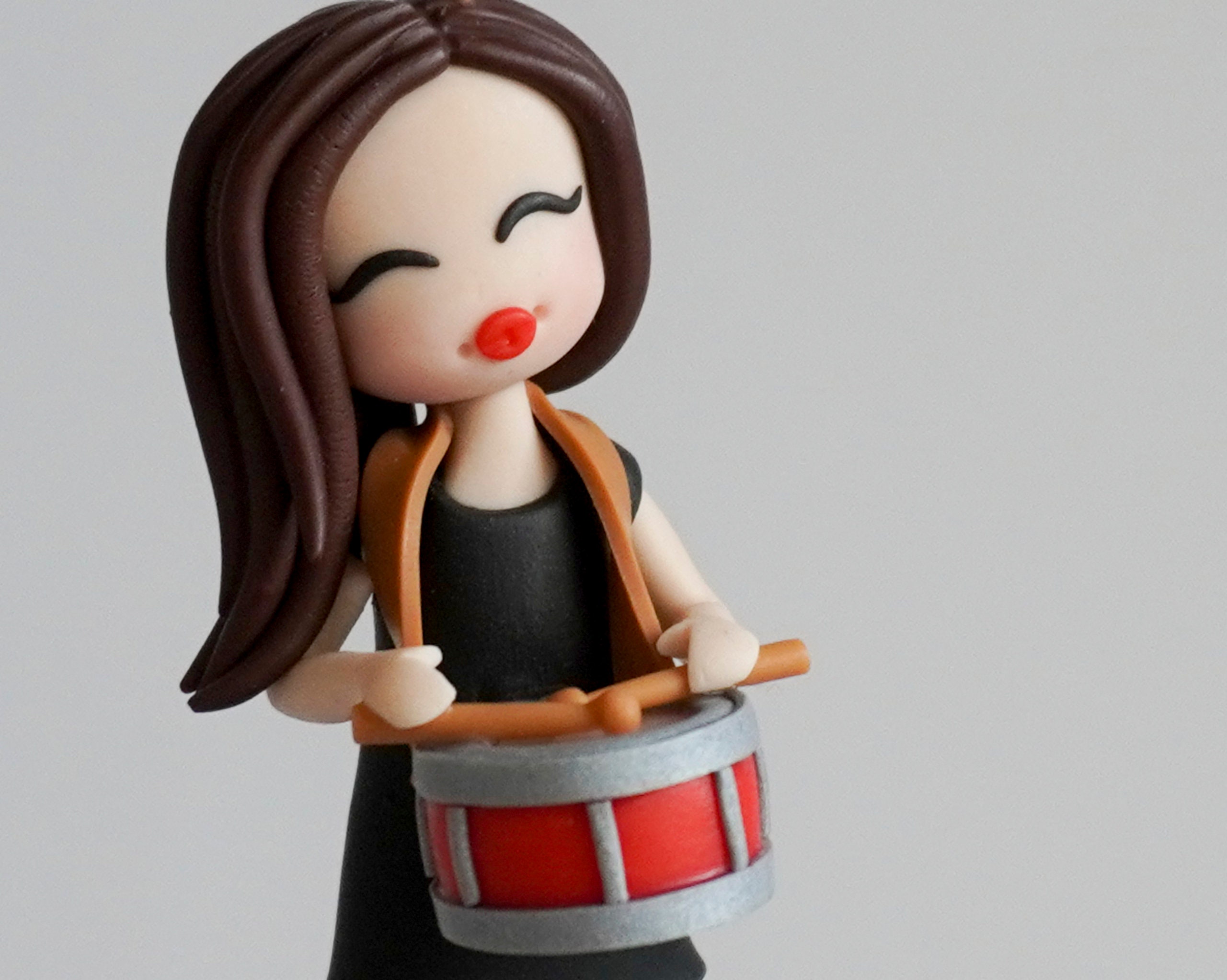 Cute Little Drummer necklace Polymer clay Drummer Girl | Etsy