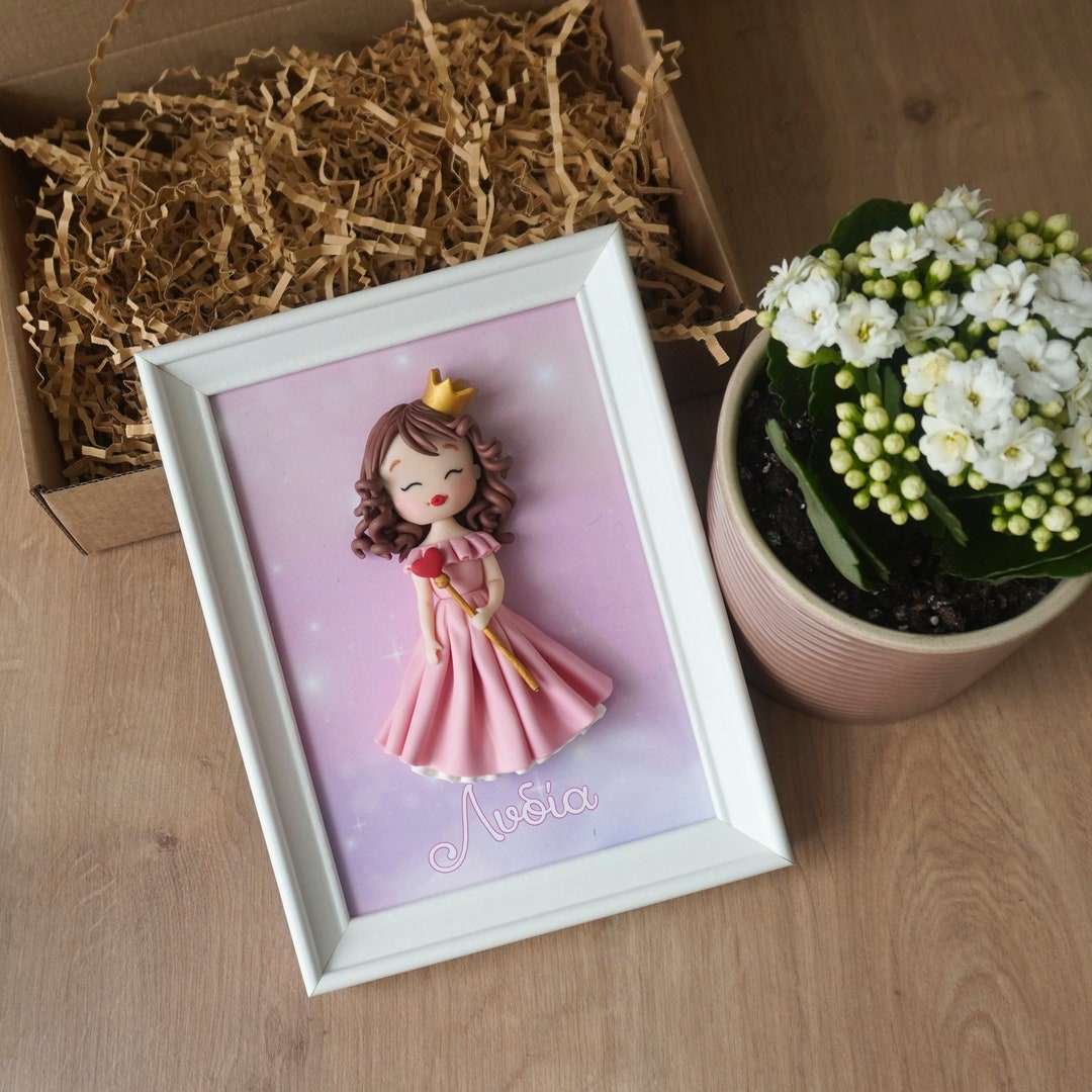 Cute Princess Polymer Clay Decor, Personalized Baby Gift, Baby Shower ...