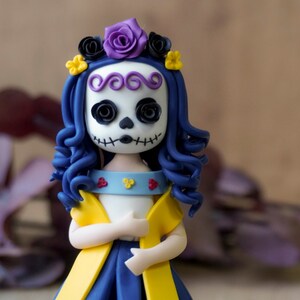 Polymer Clay Calavera Figurine, Dia De Muertos Art Doll, Mexican ...