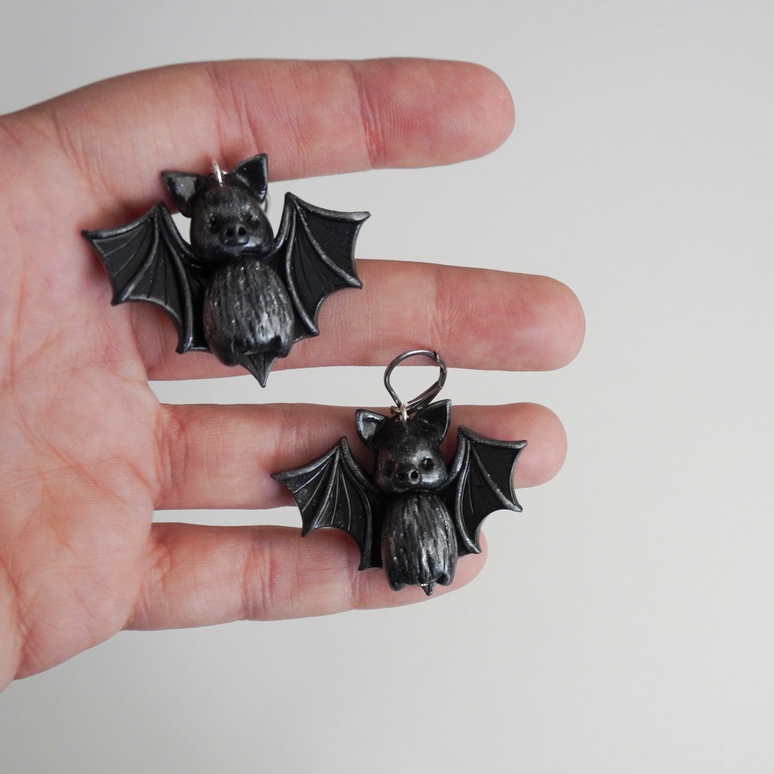 Polymer Clay Bats Halloween Bat Earrings Hanging Baby Bats - Etsy
