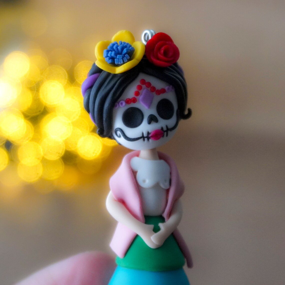 Handmade Calavera Catrina Necklace: Polymer Clay Sugar Skull Pendant - Etsy