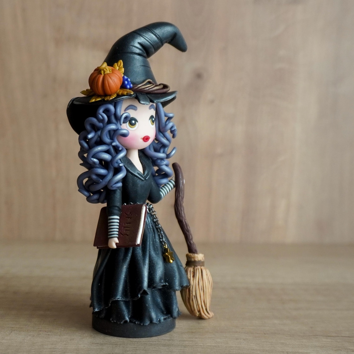 Handmade Polymer Clay Witch Figurine: Halloween Art Doll Decor - Etsy