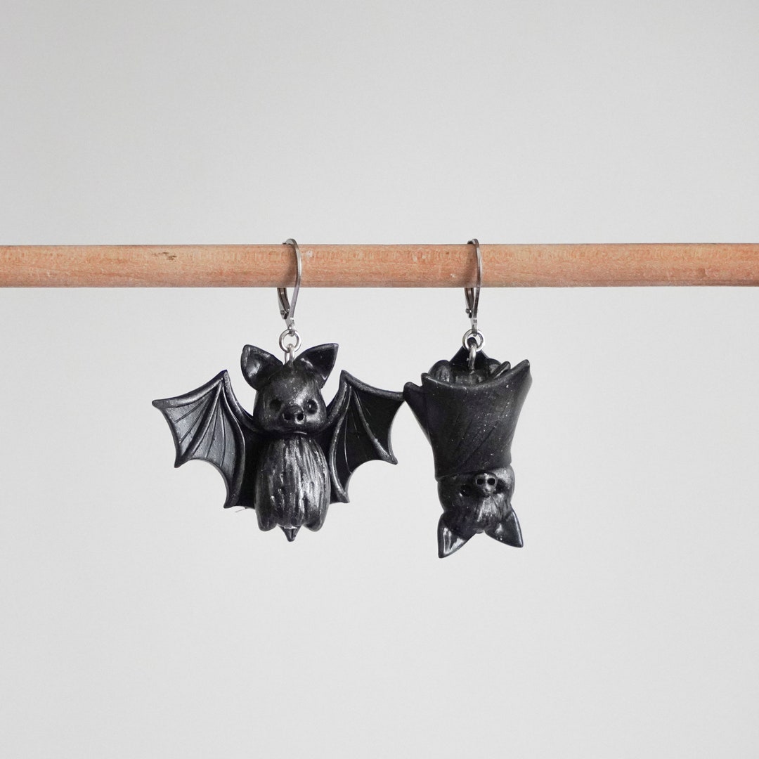 Cute Polymer Clay Bat Earrings, Polymer Clay Halloween Earrings ...