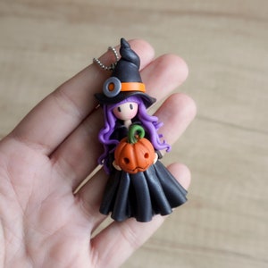Polymer Clay Witch Necklace, Halloween Polymer Clay Necklace, Cute ...
