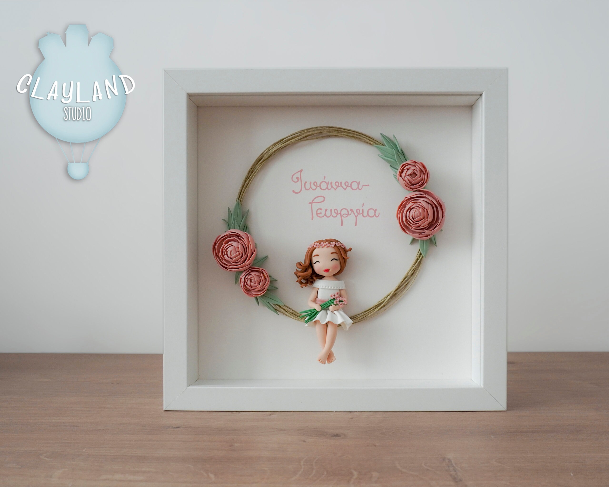 Personalized Cute Girl Box Frame Handmade Polymer Clay Decor | Etsy