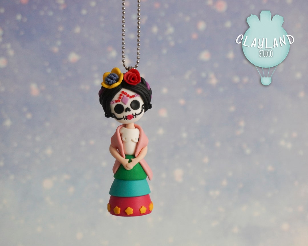 Handmade Calavera Catrina Necklace: Polymer Clay Sugar Skull Pendant - Etsy