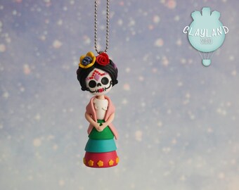 Dia De Los Muertos Necklace Calavera Catrina Doll Polymer | Etsy