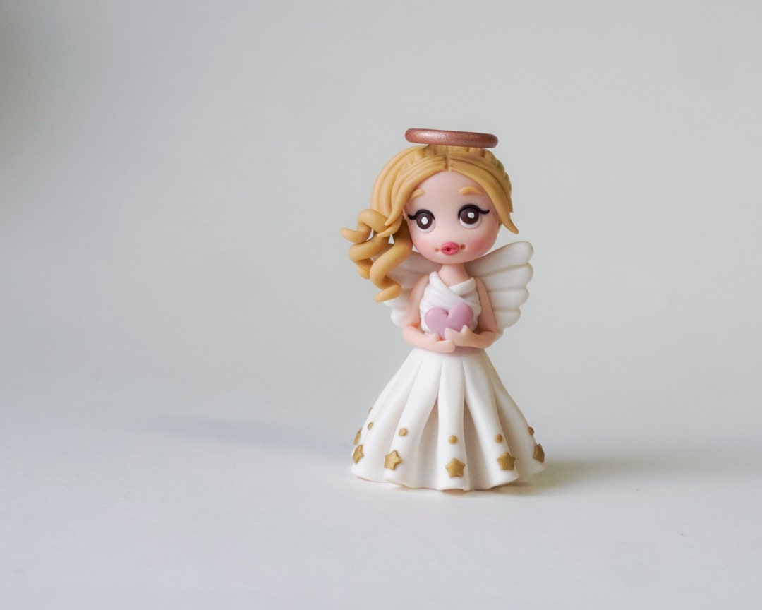 Handmade Polymer Clay Christmas Angel Figurine: Holiday Decoration - Etsy
