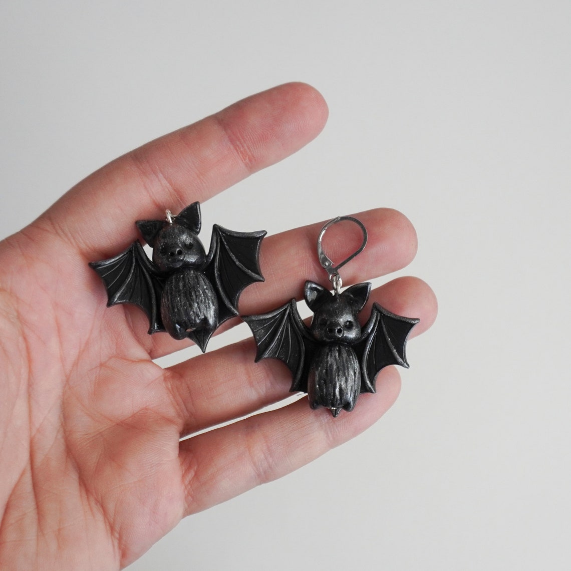 Polymer Clay Bats Halloween Bat Earrings Hanging Baby Bats - Etsy