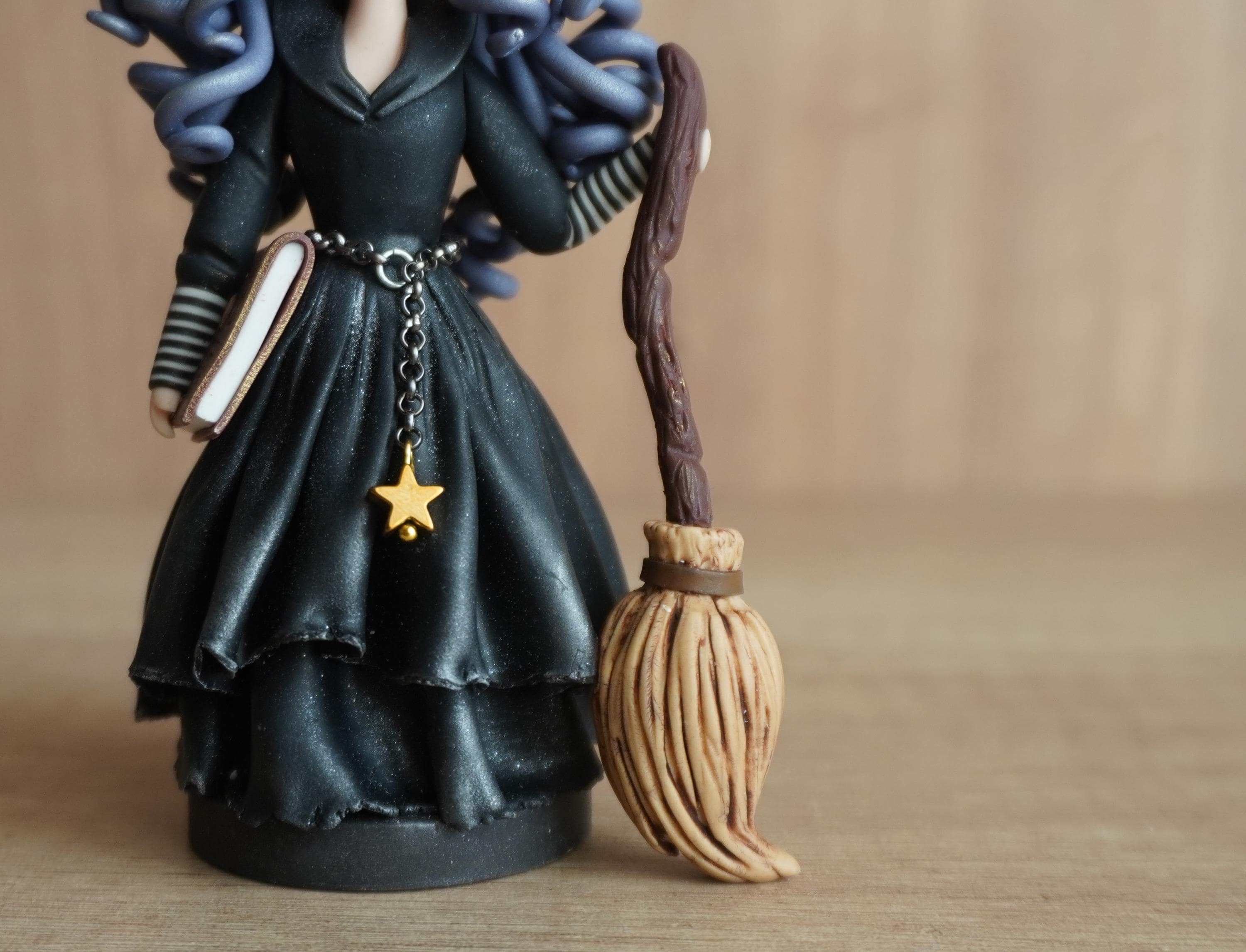 Handmade Polymer Clay Witch Figurine: Halloween Art Doll Decor - Etsy