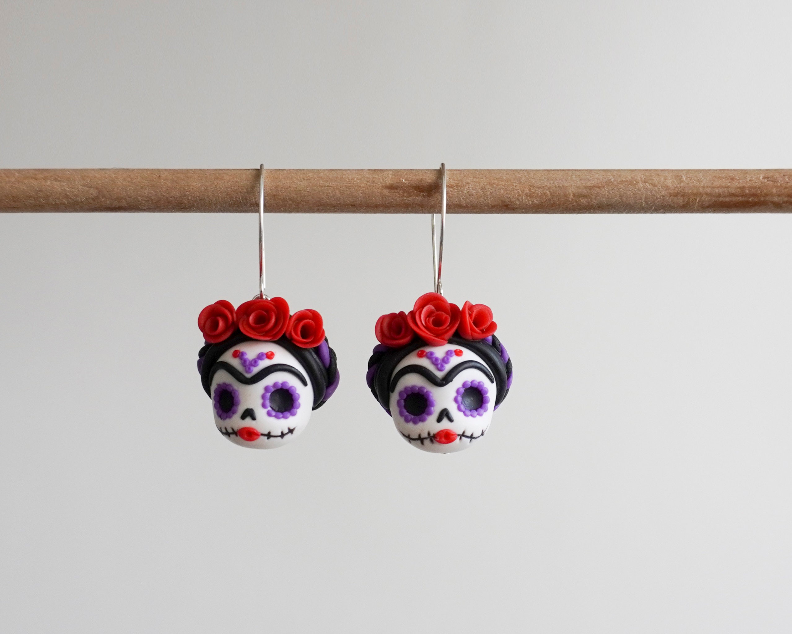 Calavera Catrina Earrings Dia De Los Muertos Polymer Clay | Etsy