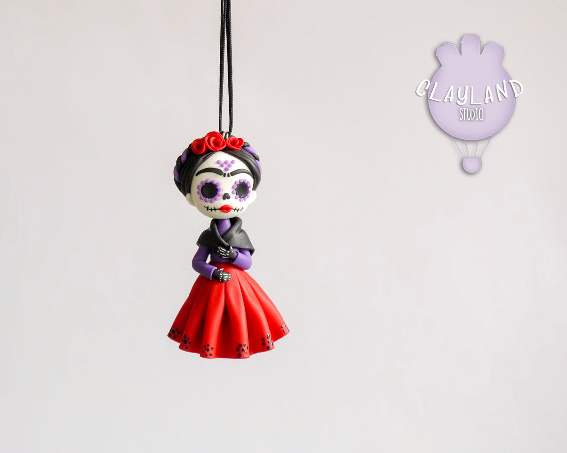 Dia De Los Muertos Doll Pendant Calavera Catrina Polymer Clay | Etsy