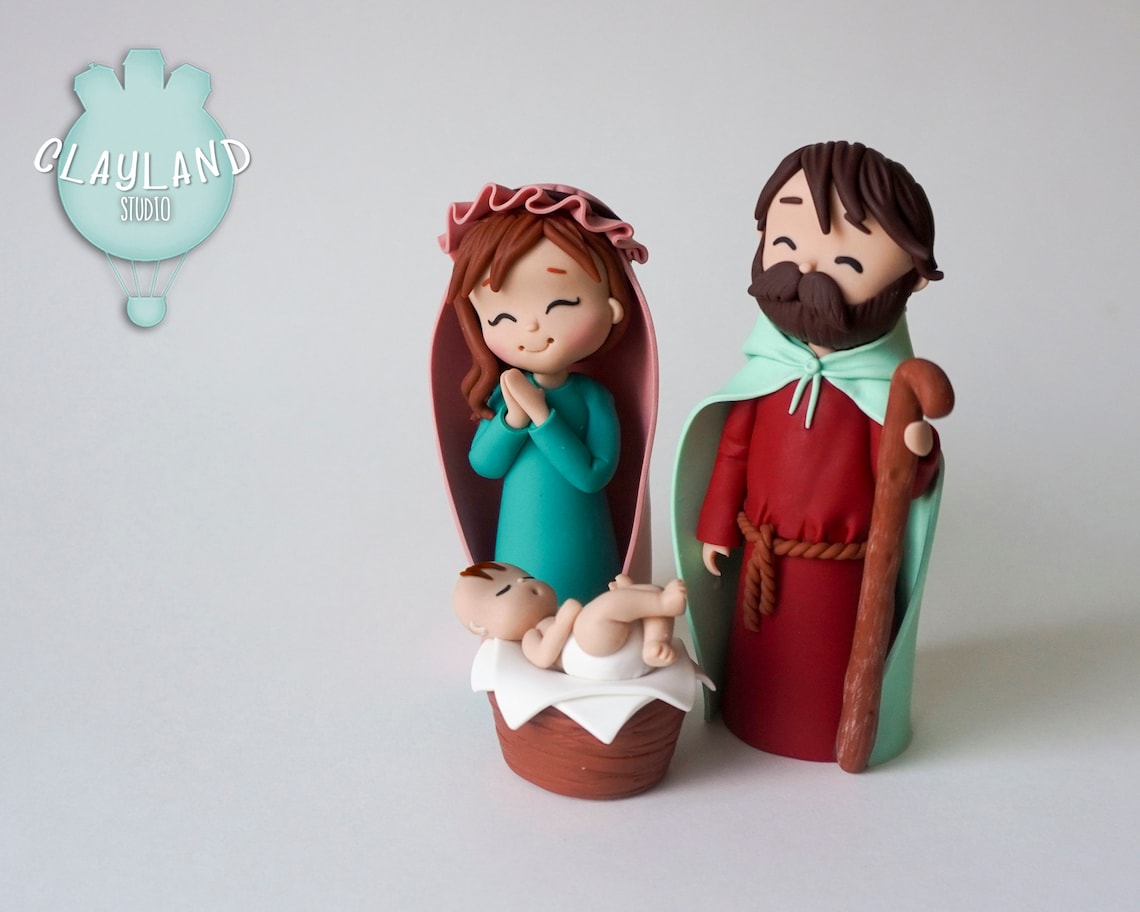 Polymer Clay Nativity Scene Mary Joseph Baby Jesus Figurines - Etsy