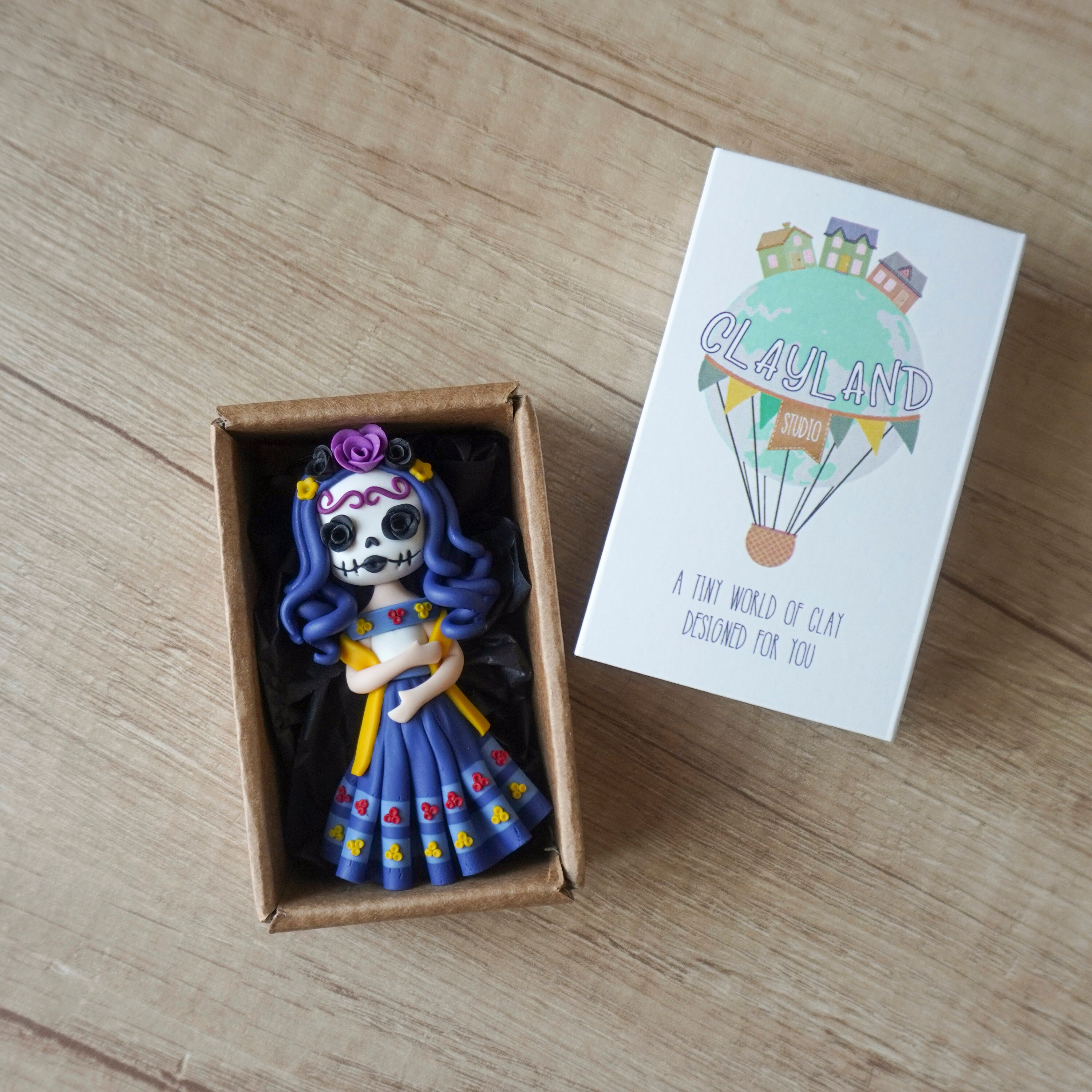 Day of the Dead Calavera Catrina Necklace, Polymer Clay Skeleton Woman ...