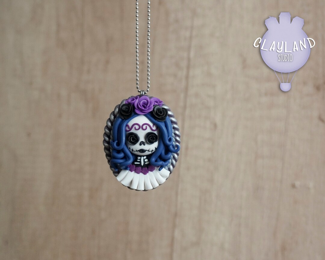 Día De Muertos Calavera Catrina Necklace: Handmade Polymer Clay Pendant ...