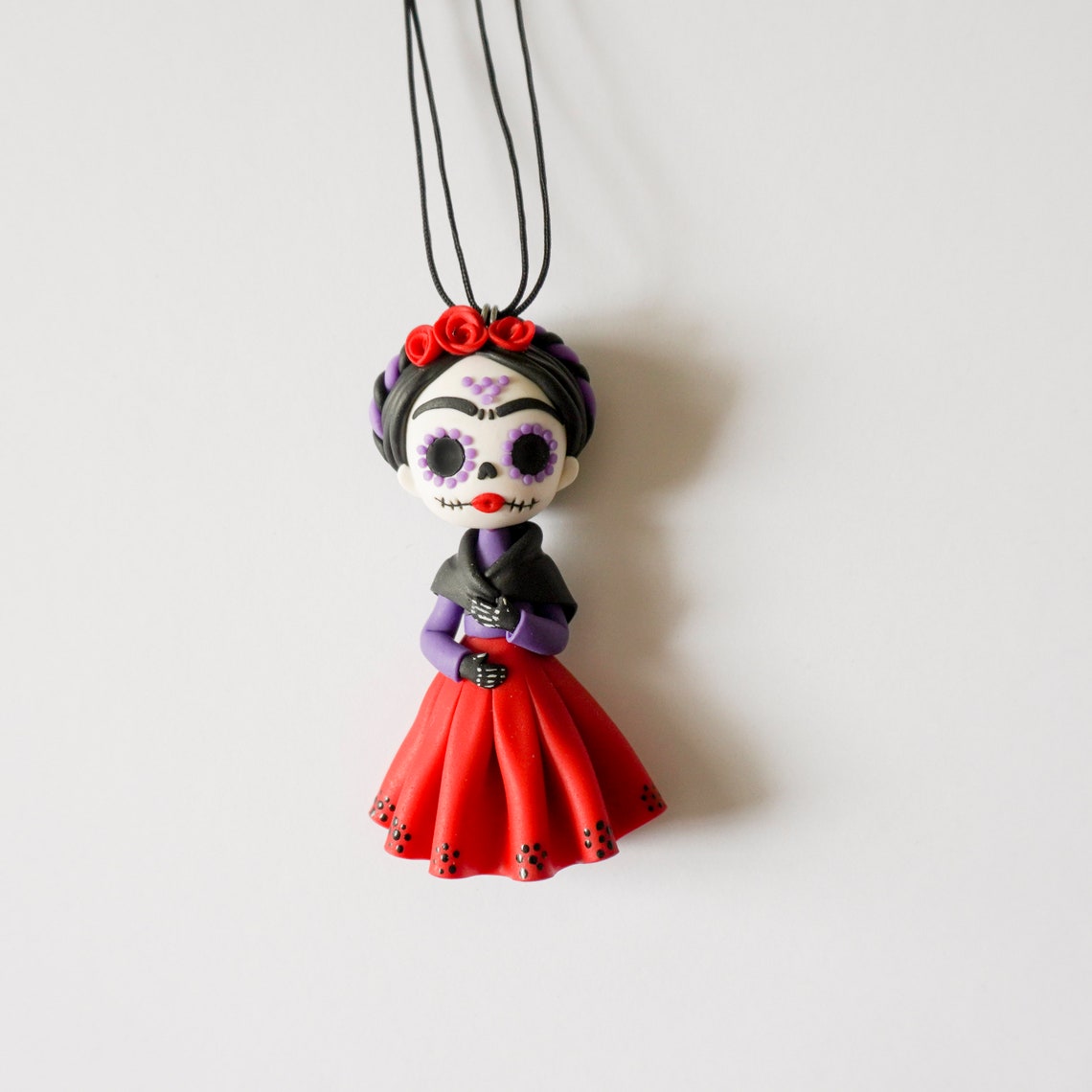 Dia De Los Muertos Doll Pendant Calavera Catrina Polymer Clay | Etsy