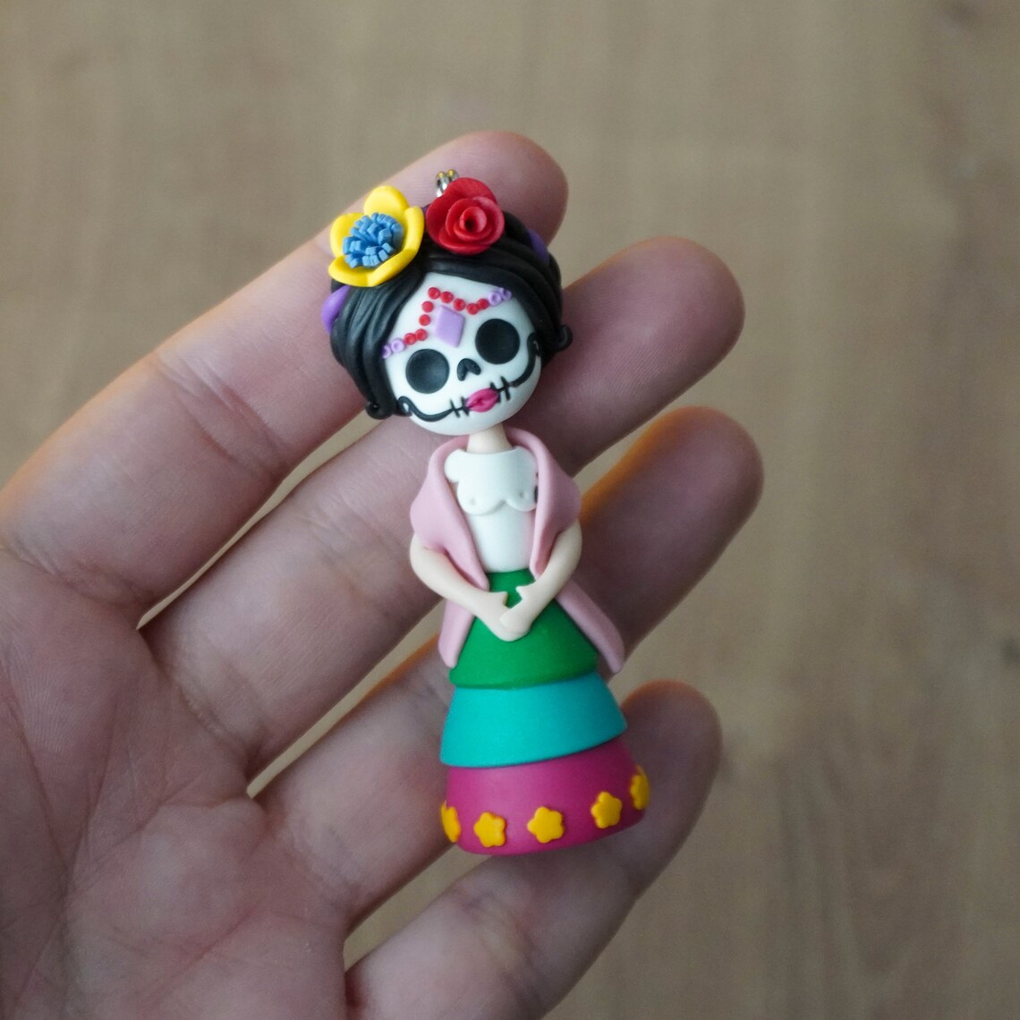 Handmade Calavera Catrina Necklace: Polymer Clay Sugar Skull Pendant - Etsy