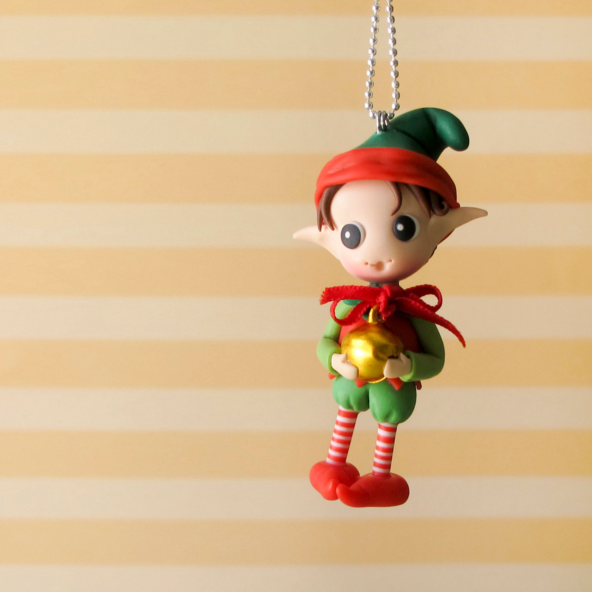 Polymer clay Christmas elf Cute x-mas elf necklace Polymer - Etsy 日本