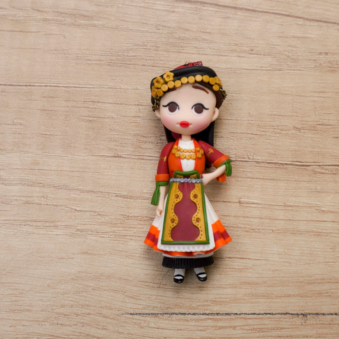 Polymer Clay Karagouna Doll, Girl in Traditional Costume From Thessaly ...
