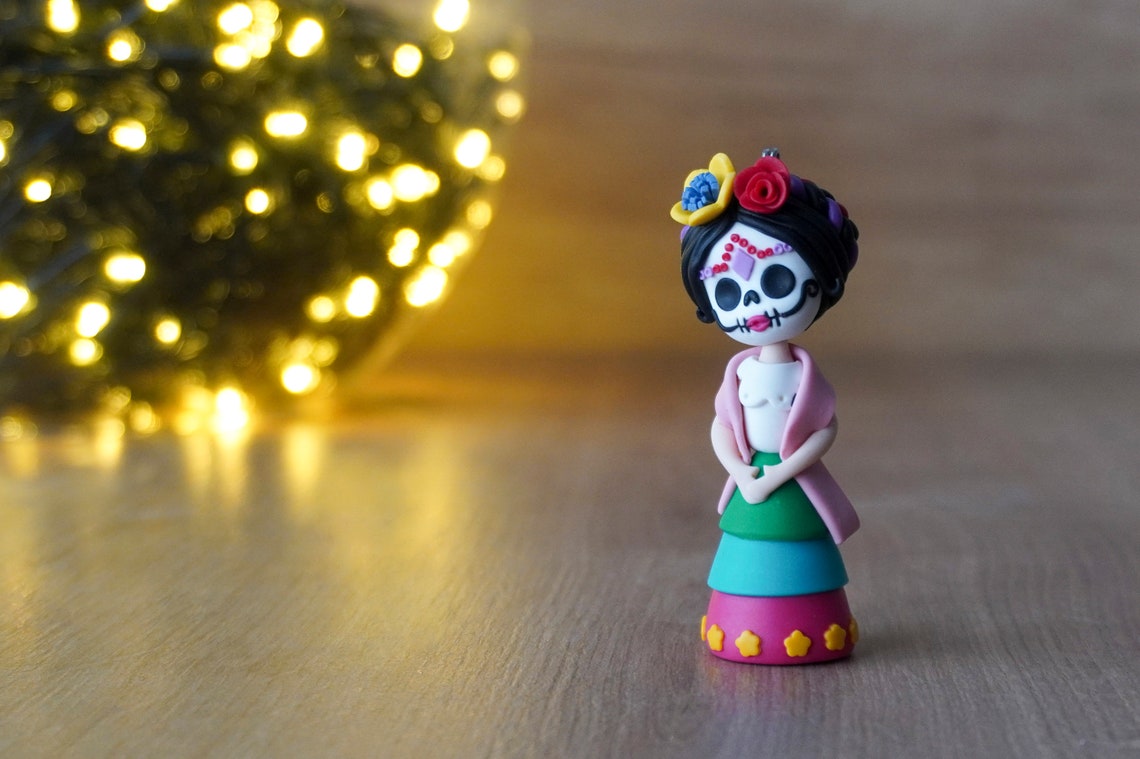 Handmade Calavera Catrina Necklace: Polymer Clay Sugar Skull Pendant - Etsy