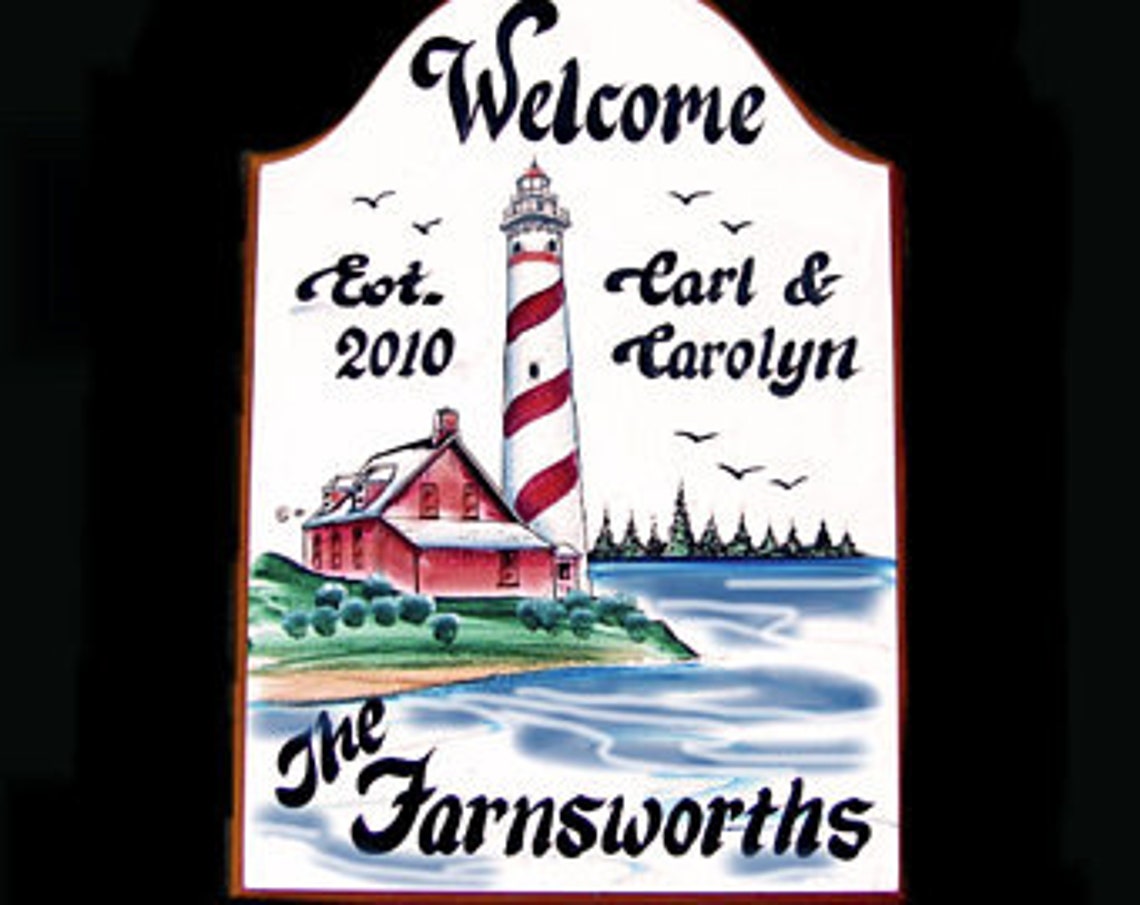 LIGHTHOUSE Signs-personalized Signs-house Signs-welcome Signs-address ...