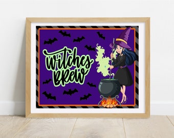 Witches Brew Sign, Halloween Sign, Table Sign, Party Sign, Printable ...