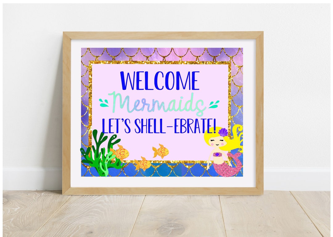 Mermaid Party Sign PDF, Mermaid Sign Print File, Mermaid Design, Party ...