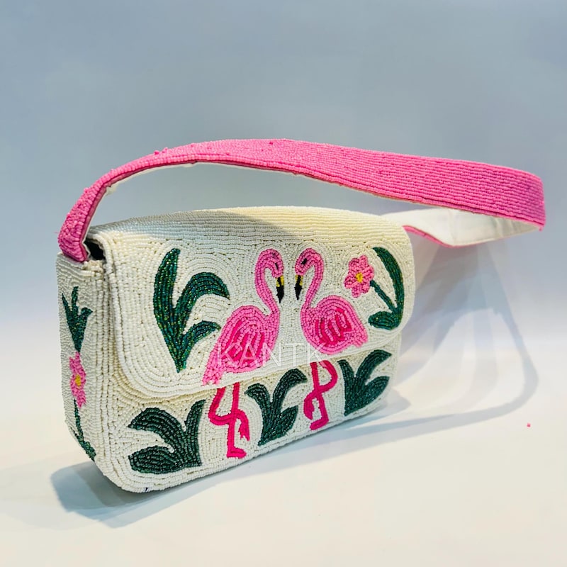 Beaded Bag Flamingo - Etsy UK