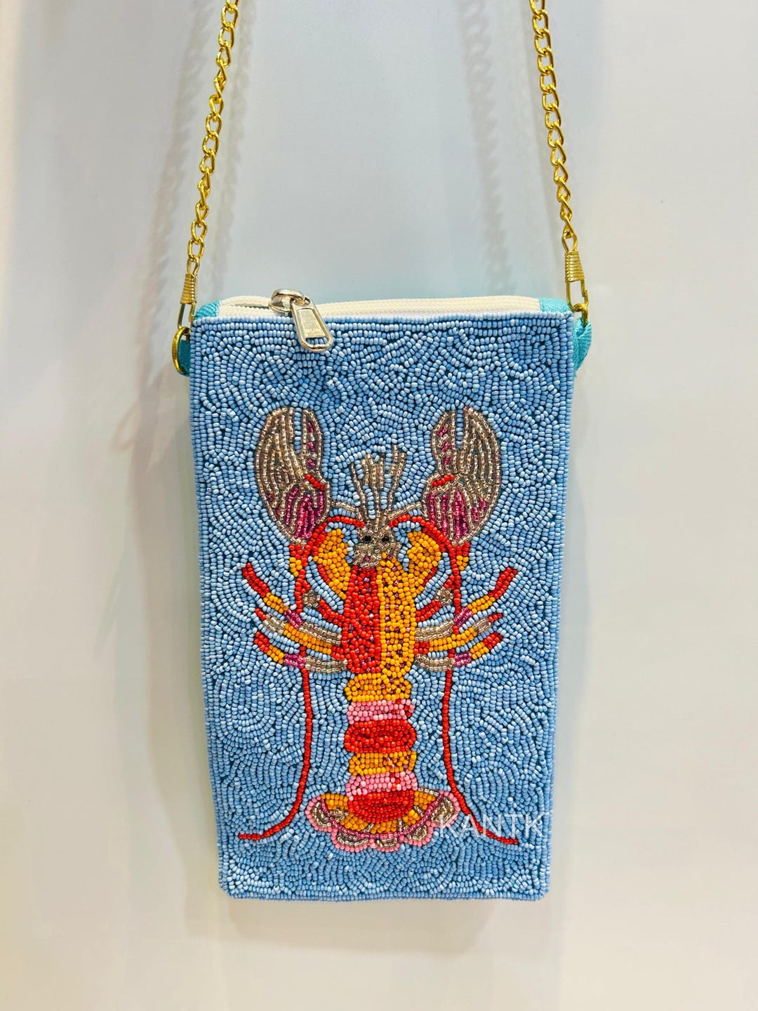 Beaded Lobster Crossbody Bag, Summer Beaded Mobile Pouch, Handmade ...