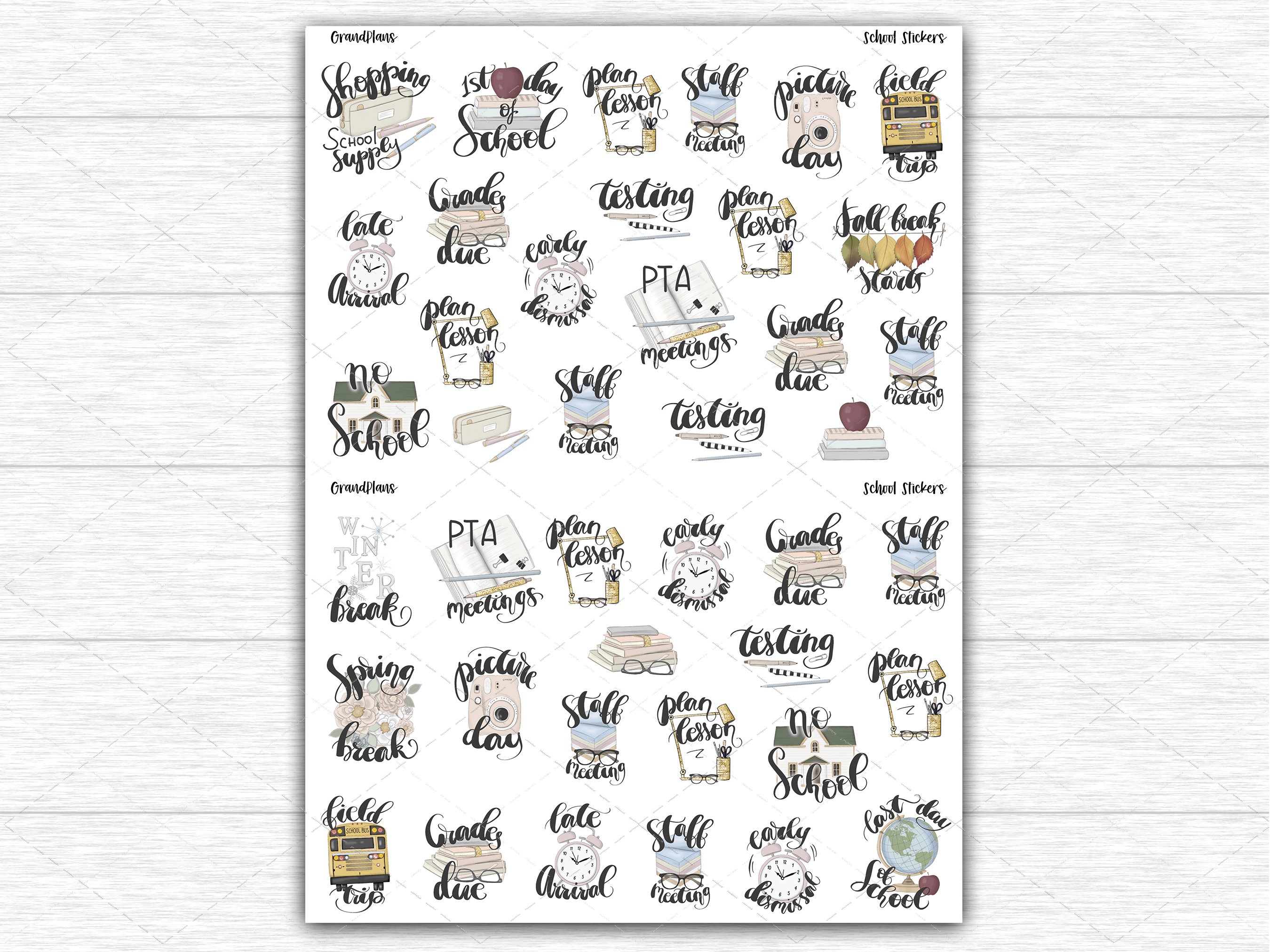 Printable Planner Stickers School Stickers Journal - Etsy