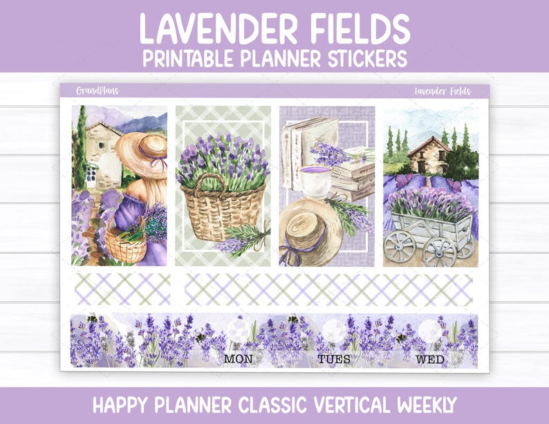 Summer Planner Stickers: Lavender Fields Weekly Kit for the Classic ...