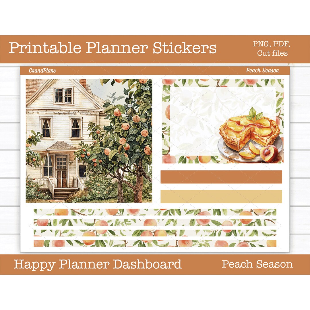 Summer Printable Planner Stickers, Peach Season Weekly Sticker Kit ...