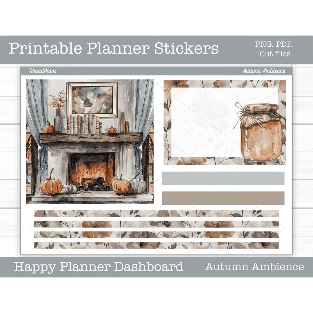 Printable Planner Stickers, Weekly Sticker Kit, Autumn Ambience, Happy ...
