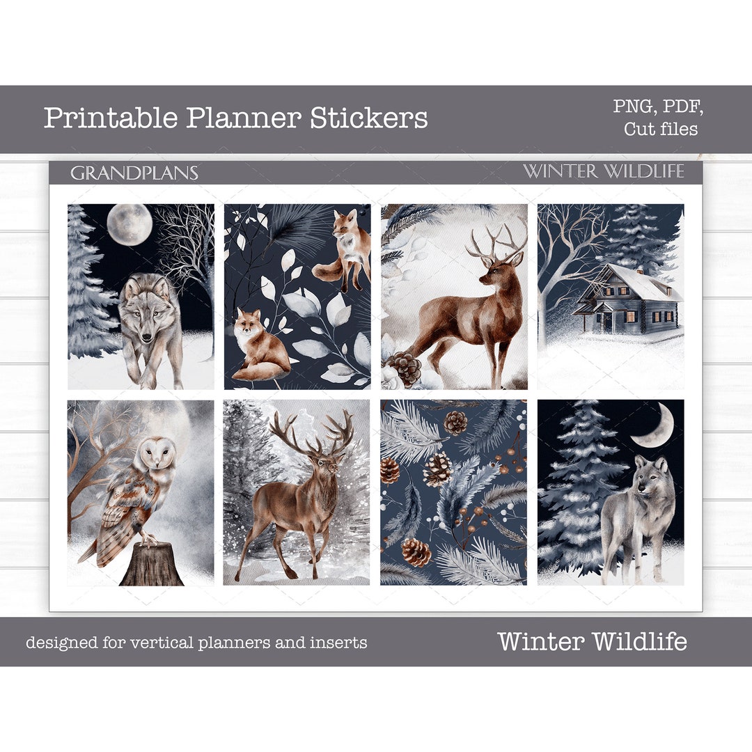 Winter Printable Planner Stickers, Winter Wildlife Weekly Sticker Kit ...
